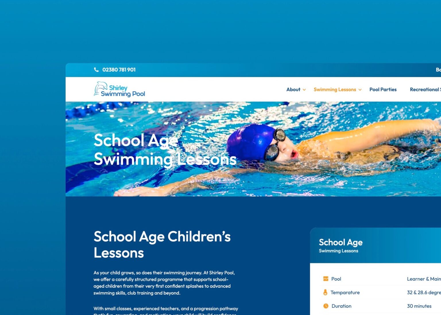 Shirley Swimming Pool - Freestyle Web Design